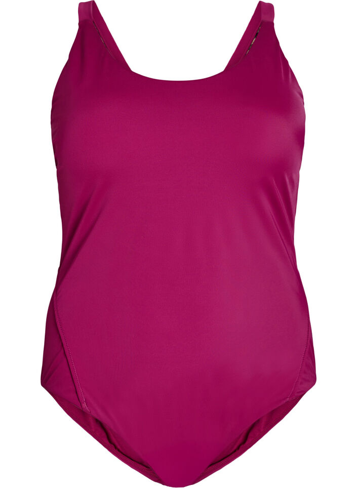 Badpak met detail op de rug - Rood - Maat 40-64 - Zizzi