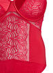Bodystocking met kant- en satijndetail - Rood - Maat 46 - Zizzi
